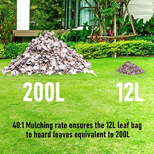 3 in 1 Cordless Leaf Blower Vacuum and Mulcher, 40V Handheld Battery Garden Blower/Vacuum and Shredder with 12L Collection Bag, Wheeled, 35:1 Shredding Ratio, Battery & Charger Included