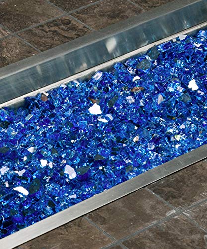NUPICK 20 Pound Fire Glass, 1/2 Inch Reflective Fire Glass, Fit with Fire Pit Glass and Fireplace Glass, Blue