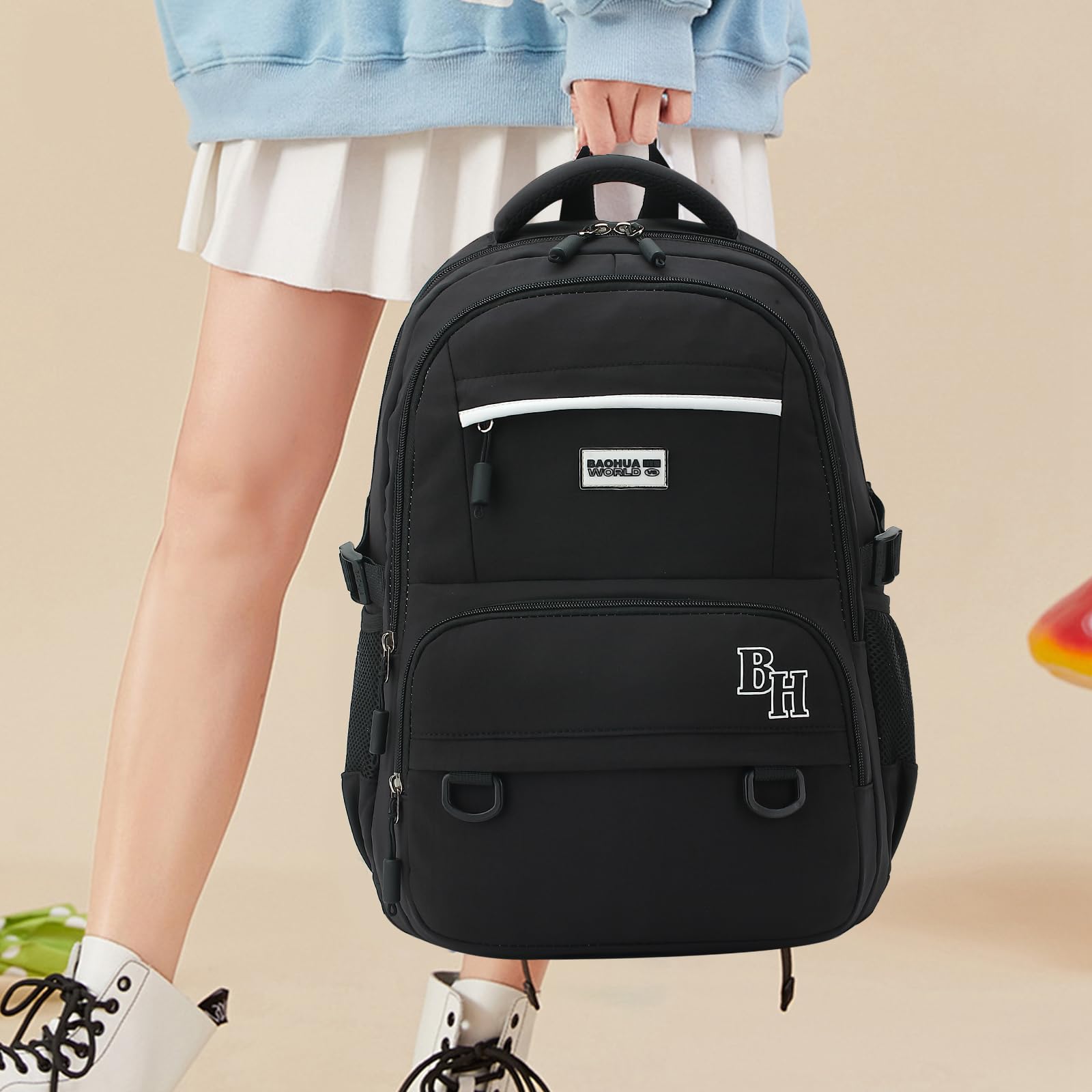 CAMTOP Laptop Backpack 15.6 Inch College Middle School BookBag Travel Backpacks Casual Daypacks (17 Inch,Black)
