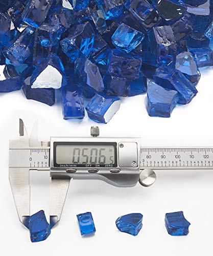 NUPICK 20 Pound Fire Glass, 1/2 Inch Reflective Fire Glass, Fit with Fire Pit Glass and Fireplace Glass, Blue
