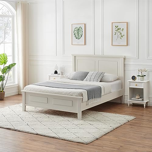 IDEALHOUSE White Nightstands Set of 2, Bedroom Nightstand with Drawer and Storage Shelf, Modern End Table Side Table for Bedroom Living Room College Dorm