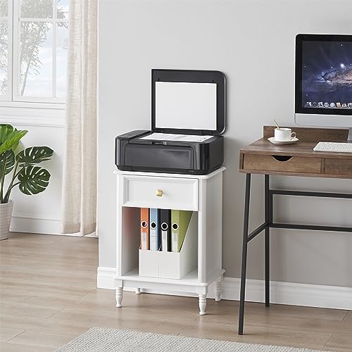 IDEALHOUSE White Nightstands Set of 2, Bedroom Nightstand with Drawer and Storage Shelf, Modern End Table Side Table for Bedroom Living Room College Dorm