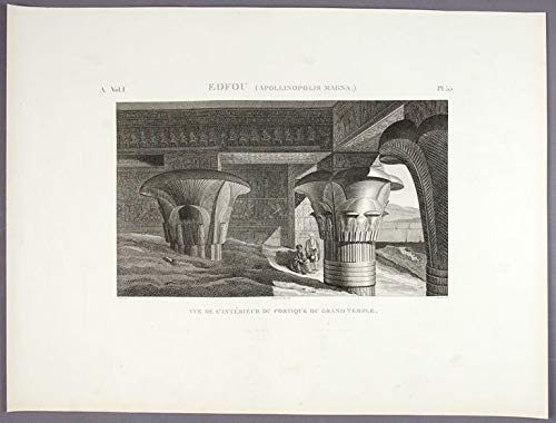 Edfou (Apollinopolis Magna.) Vue de l'Interieur du Portique du Grand Temple.