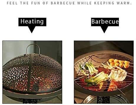 LEAYAN Garden Fire Pit Grill Bowl Grill Barbecue Rack - Portable 22" Quick Set Up Weather Resistant Easy to Clean Firepit w/Grate with Cover BBQ Cooking for Camping Backyard
