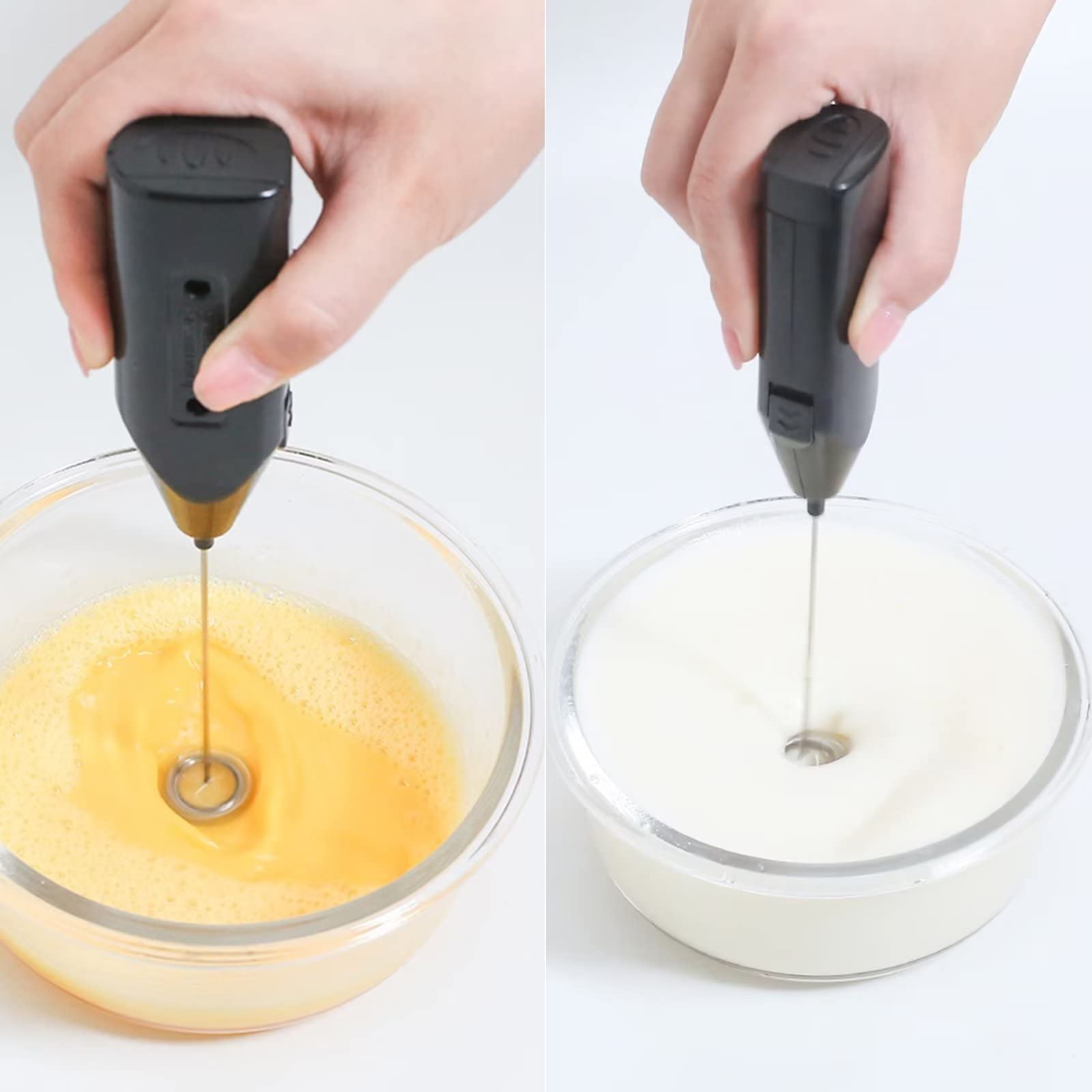 Superior 2Pcs Milk Frother Handheld Electric Milk Frother Kitchen Drink Foamer Whisk Mixer Stirrer Coffee Cappuccino Creamer Whisk Frothy Blend Whisker Egg Beater(Black&White)