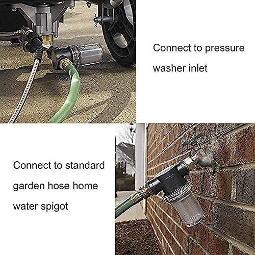 M MINGLE Garden Hose Filter for Pressure Washer Inlet Water, Garden Hose Adapter, 3/4 Inch Brass Connector