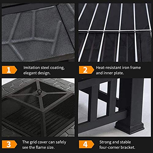 LEAYAN Garden Fire Pit Grill Bowl Grill Barbecue Rack Fire Pit Outdoor fire Pit, with Sparkle Screen, Fireplace Poker, Courtyard Wood Burning fire Pit, Garden Decoration fire Pit