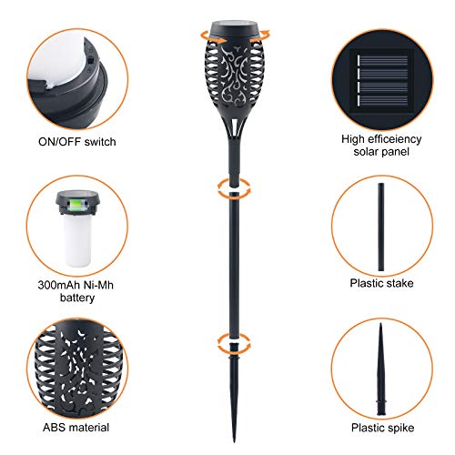 Permande 16 Pack Upgraded Solar Lights Outdoor, Mini Solar Torch Lights with Flickering Flames, Waterproof Landscape Decoration Dancing Flame Lights for Garden Pathway Yard, Auto On/Off Dusk to Dawn