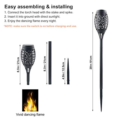 Permande 16 Pack Upgraded Solar Lights Outdoor, Mini Solar Torch Lights with Flickering Flames, Waterproof Landscape Decoration Dancing Flame Lights for Garden Pathway Yard, Auto On/Off Dusk to Dawn