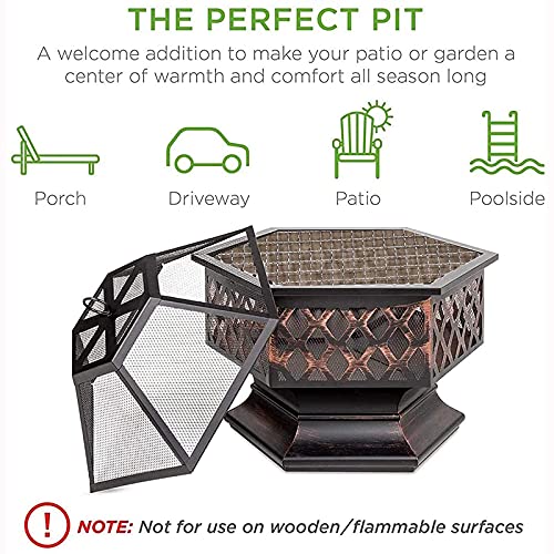 LEAYAN Garden Fire Pit Grill Bowl Grill Barbecue Rack Wood Burning Fire Pit Wood Burning Outdoor Fire Pits Garden 2 in 1 Fireplace for Bonfire Barbecue in The Wild with Grill Grate