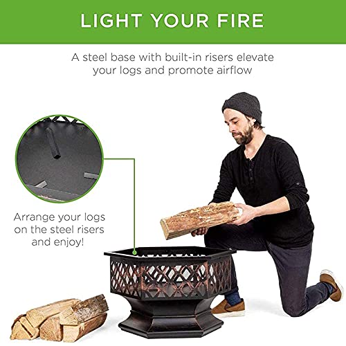 LEAYAN Garden Fire Pit Grill Bowl Grill Barbecue Rack Wood Burning Fire Pit Wood Burning Outdoor Fire Pits Garden 2 in 1 Fireplace for Bonfire Barbecue in The Wild with Grill Grate