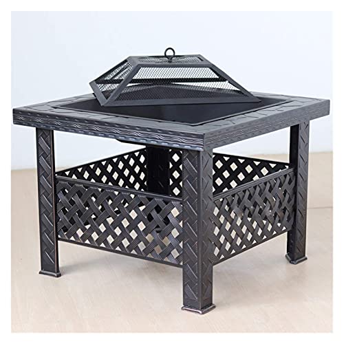 LEAYAN Garden Fire Pit Grill Bowl Grill Barbecue Rack Fire Pits Outdoor Garden Terrace Burning Fire Pit Bowl Square Barbecue Table, Terrace Patio Backyard Barbecue Party Outdoor Fireplacem, 66cm