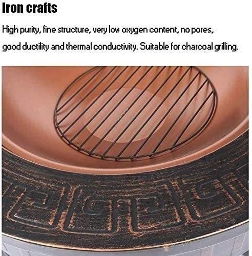 LEAYAN Garden Fire Pit Grill Bowl Grill Barbecue Rack Outdoor Metal Firepit Round Table Backyard Patio Stove Wood Burning Fire Pit with Spark Screen with Cover BBQ Cooking for Camping Backyard