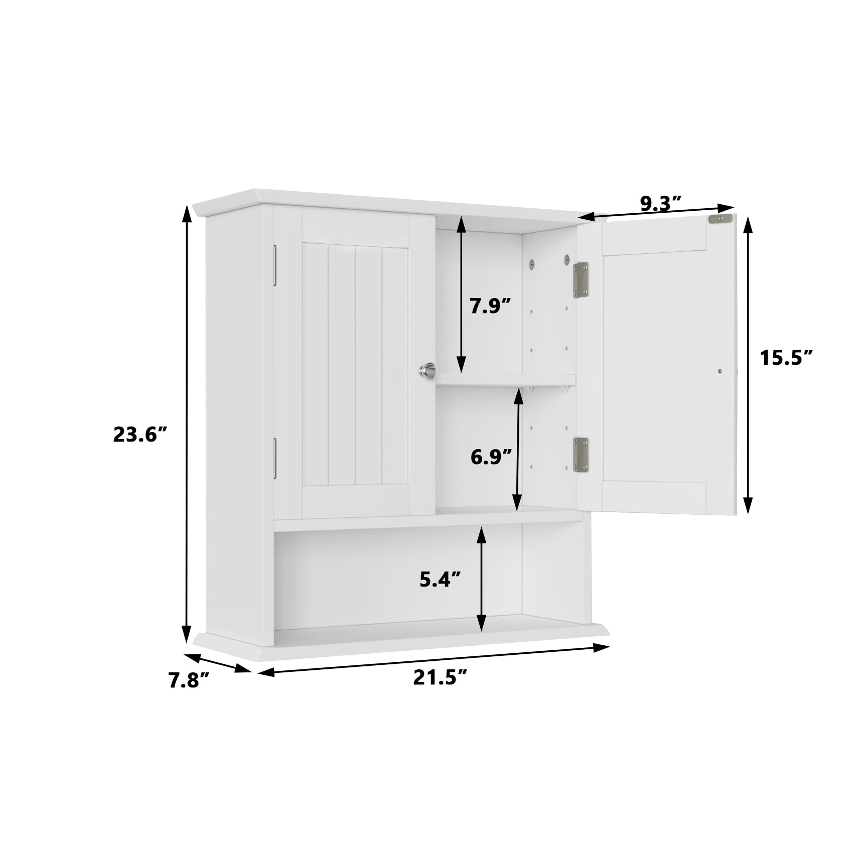 Smuxee White Bathroom Cabinet Wall Mounted, Small Bathroom Medicine Cabinet with 2 Door Adjustable Shelves, Bathroom Wall Cabinet Over Toilet for Laundry Room Kitchen