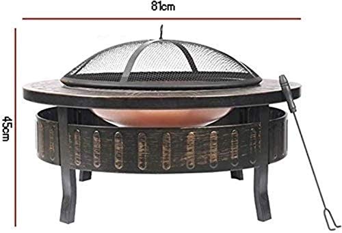 LEAYAN Garden Fire Pit Grill Bowl Grill Barbecue Rack Outdoor Metal Firepit Round Table Backyard Patio Stove Wood Burning Fire Pit with Spark Screen with Cover BBQ Cooking for Camping Backyard