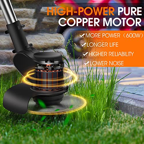 Weed Wacker, Electric Weed Wacker Cordless Trimmer, Retractable and Foldable Home Weed Eater Brush Cutter, Portable Battery Power Rechargeable Handheld Lawn Mower for Lawn, Yard, Garden