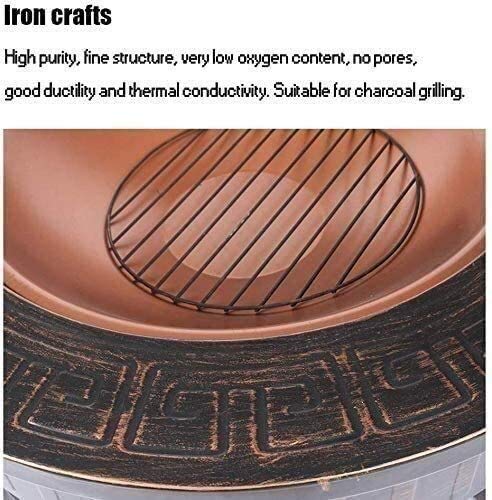 LEAYAN Garden Fire Pit Portable Grill Barbecue Rack Firepit Garden Metal Fire Pit Brazier Cover Backyard Patio Heater with Spark Outdoor Table Indoor and Outdoor with Cover BBQ Cooking for Camping