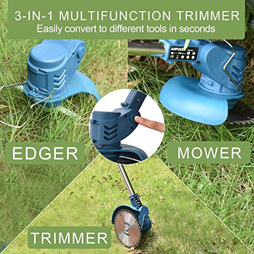 Weed Wacker Cordless Brush Cutter with 9Blades,Electric Brush Cutter Stringless Weed Eater Battery Weed Wacker Battery Powered by 2Pcs 36TV 4Ah Batteries,String Trimmer for Lawn Garden,Lightweight