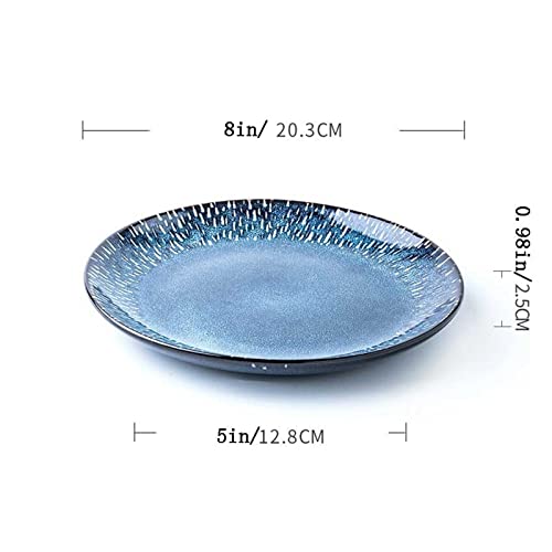 Ceramic Dinner Plates 4-pack Blue Plate Ceramic Plate Round Nordic Flat Plate Western Plate Steak Plate Tableware Salad Pasta Dinner Plates