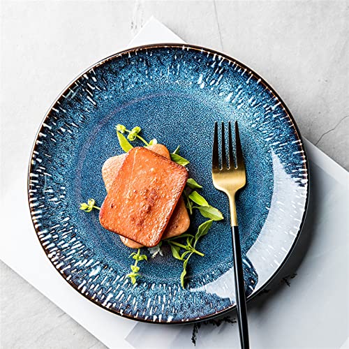 Ceramic Dinner Plates 4-pack Blue Plate Ceramic Plate Round Nordic Flat Plate Western Plate Steak Plate Tableware Salad Pasta Dinner Plates