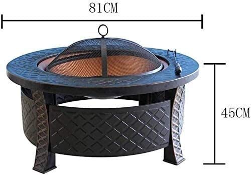 LEAYAN Garden Fire Pit Portable Grill Barbecue Rack Outdoor Fire Pit Bonfire Wood Burning Patio Coal Grill Firepit for Grill Charcoal Grill with Spark Screen with Cover BBQ Cooking for Camping Ba