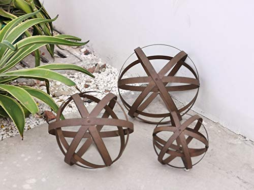 Metal Garden Spheres, Metal Band Decorative Spheres, Metal Folding Orb Garden Ball, Sets of 3