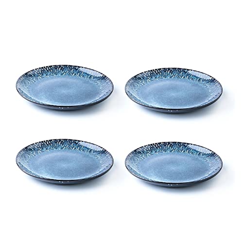 Ceramic Dinner Plates 4-pack Blue Plate Ceramic Plate Round Nordic Flat Plate Western Plate Steak Plate Tableware Salad Pasta Dinner Plates
