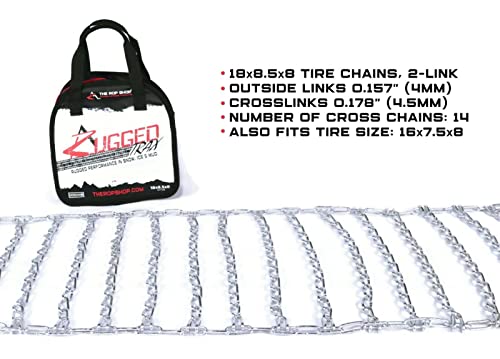 The ROP Shop | Pair of 2 Link Tire Chains 16x7.5x8 for John Deere Lawn Mower & Garden Tractor