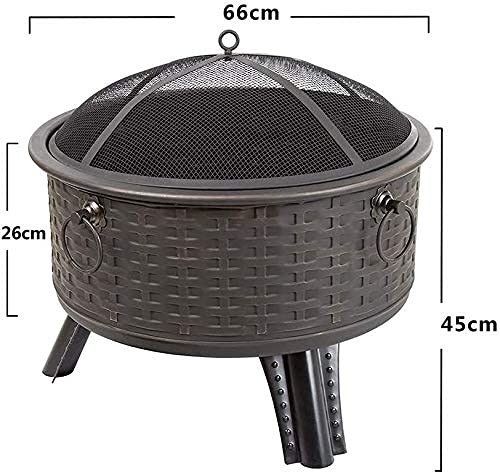 LEAYAN Garden Fire Pit Grill Bowl Grill Barbecue Rack Fire Pit,BBQ Grill Outdoor Fire Pit Round Steel Wood Burning with Spark Screen and Fire Poker for Backyard Patio Camping Deck