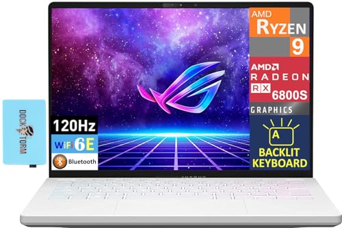 ASUS ROG Zephyrus G14 Moonlight White Gaming Laptop 14.0" 120Hz WQXGA (2560x1600) Display (AMD Ryzen 9 6900HS, 40GB DDR5, 1TB SSD, Radeon RX 6800S 8GB, Backlit KYB, WiFi 6E, Win11H) w/Dockztorm Dock