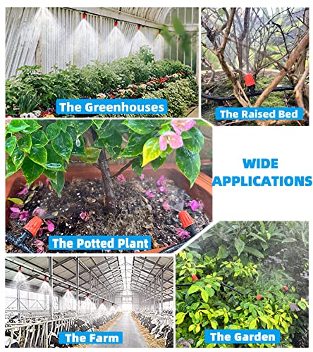 AWOWZ 59FT/18M Drip Irrigation Kits, 1/4"Drip Tubing and Two-Ways Connector, All-in-one Misters, DIY Saving Water Automatic Mist Irrigation System for Lawn, Garden, Greenhouse, Livestock Farm