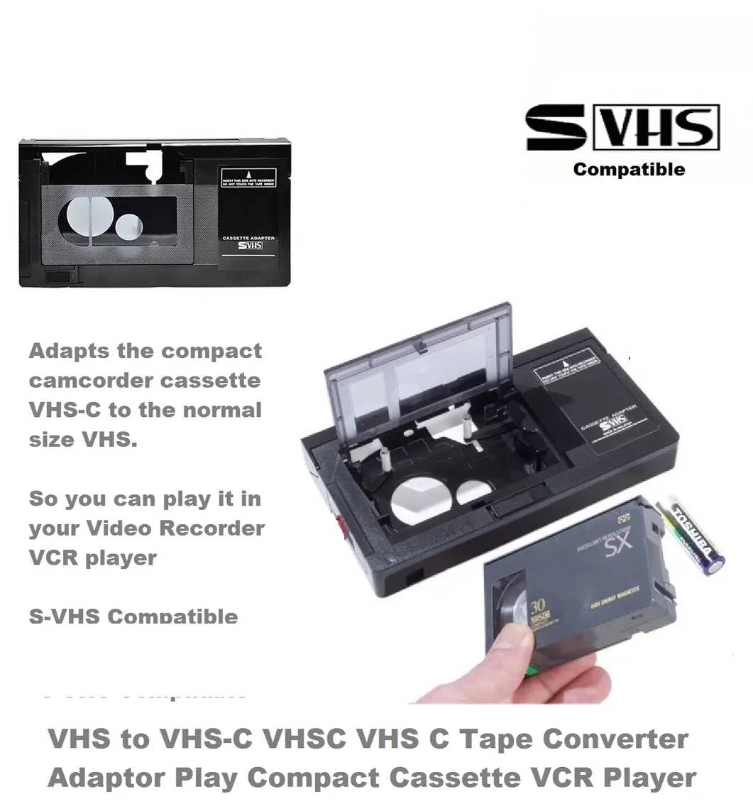 VHS-C to VHS VCR Standar Motorized VHS Cassette Adapter for JVC C-P7U CP6BKU C-P6U Panasonic PV-P1 RCA VCA115 (NOT Compatible with 8mm/MiniDV/Hi8 Tapes)