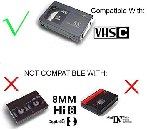 VHS-C to VHS VCR Standar Motorized VHS Cassette Adapter for JVC C-P7U CP6BKU C-P6U Panasonic PV-P1 RCA VCA115 (NOT Compatible with 8mm/MiniDV/Hi8 Tapes)