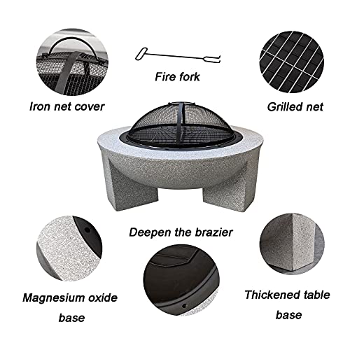 LEAYAN Garden Fire Pit Grill Bowl Grill Barbecue Rack Fire Pit Outdoor fire Pit, 30-inch Large Bonfire Burning Wood fire Pit Bowl, Villa Courtyard Backyard Garden fire Pit