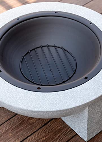 Garden Fire Pit Grill Bowl Grill Barbecue Rack Fire Pit with BBQ Grill Shelf, Outdoor Garden Patio Heater Grill Camping Bowl BBQ with Poker, Grate, Grill, Mesh Lid