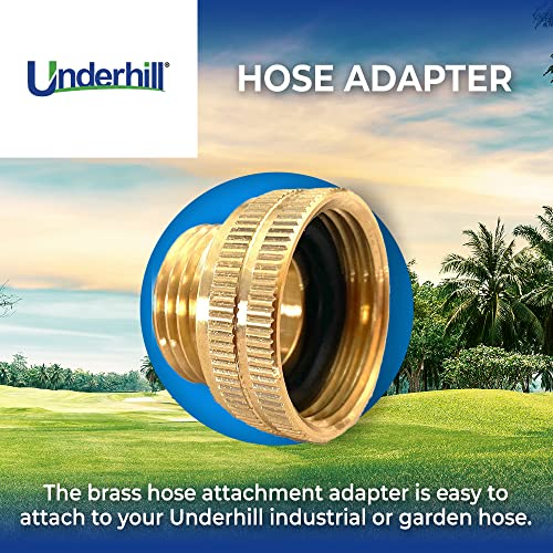 Underhill Garden Hose Adapter Connector Heavy-Duty, Solid Brass Fittings Female to Male Adapter, 1-Inch Female Hose Thread x 3/4-Inch Male Hose Thread, A-BA107FM