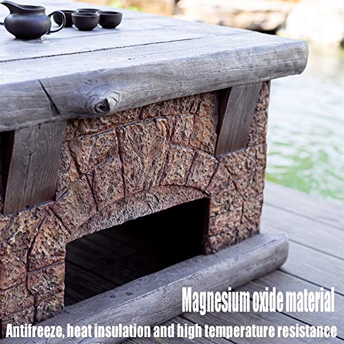 QHYXT Wood Fire Pits Outdoor Imitation Stone Terrace Backyard Outdoor Firewood Brazier, Garden Fireplace BBQ Grill Table Set, 75cm/29.5"