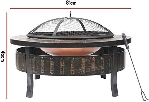 LEAYAN Garden Fire Pit Large Bonfire Wood Burning Patio Coal Grill Firepit for Grill Charcoal Grill with Spark Screen Poker with Cover BBQ Cooking for Camping Backyard Portable Grill Barbecue Rack