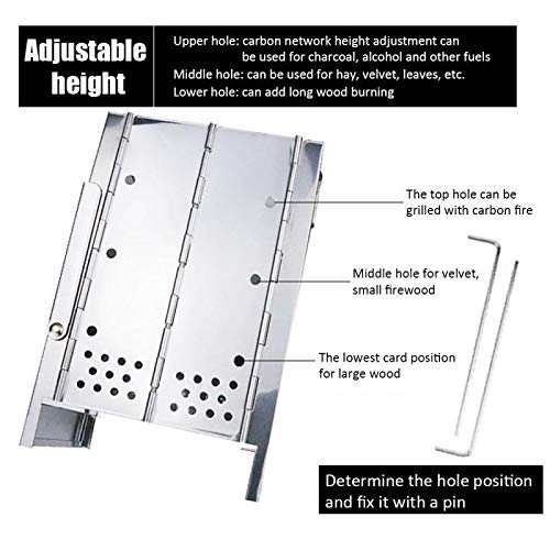 SDFGH 5 in 1 Portable Stainless Steel Outdoor Fire Pit BBQ Grill Folding Firepit Brazier Garden Portable Table Stove Barbecue Patio
