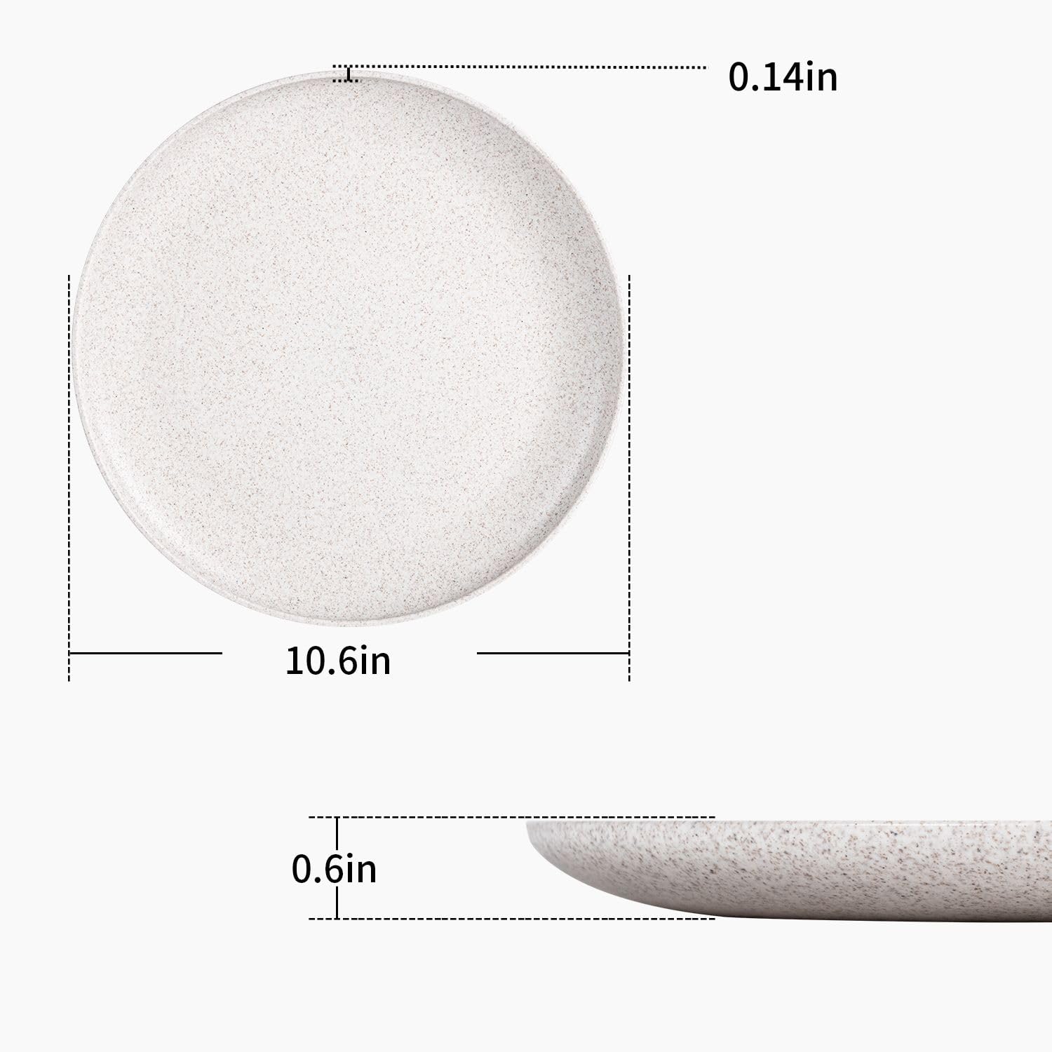 MISS BlG Dinner Plates,Plates,10 inches Plastic Plates Reusable Set of 8,for Children&Adult wheat straw dinnerware sets,No BPAs and No Chemical Dyes(Wheat White)