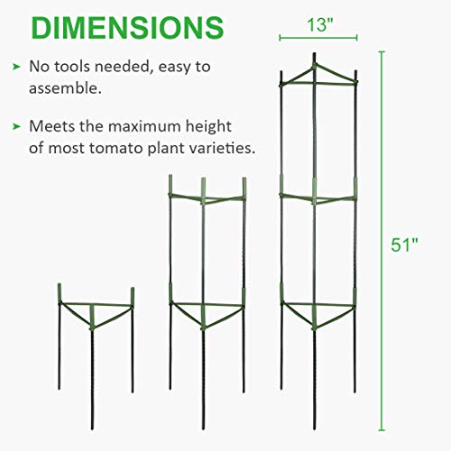 GROWNEER 6 Packs Plant Cages Assembled Tomato Garden Cages Stakes Vegetable Trellis, with 6Pcs 10 Gallon Grow Bags, 18Pcs Clips and 328Ft Twist Tie, for Vertical Climbing Plants