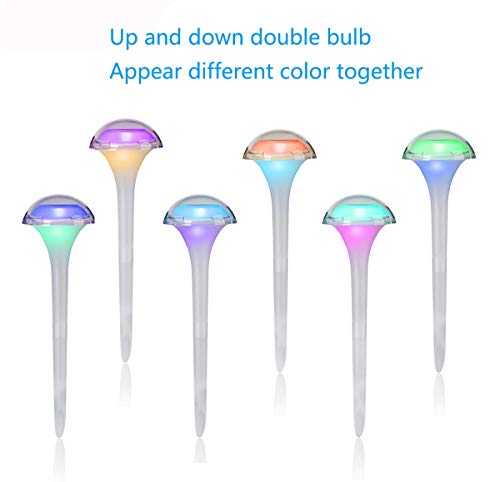 pearlstar Solar Lights Outdoor Mushroom Garden Pathway Lights LED Landscape Lighting Waterproof for Path Lawn Patio Yard Walkway Driveway, 2 Lights Effect,White&Color Changing Light(6pack)