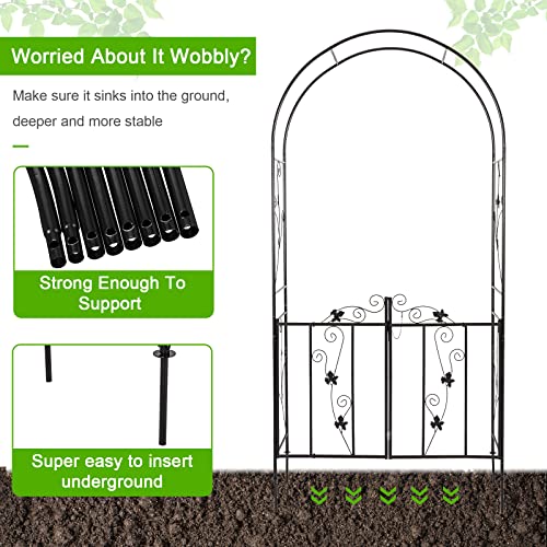 Kintness Garden Arch Arbor with Gate Trellis Arbour Archway for Climbing Plants Outdoor Garden Lawn Backyard …