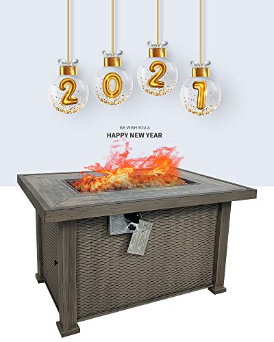 Propane Fire Fit Table, Summerville 42 inch Gas Fire Table Outdoor Smokeless Square 50,000 BTU Auto-Ignition Firepits with Lava Stone for Patio,Garden,Backyard