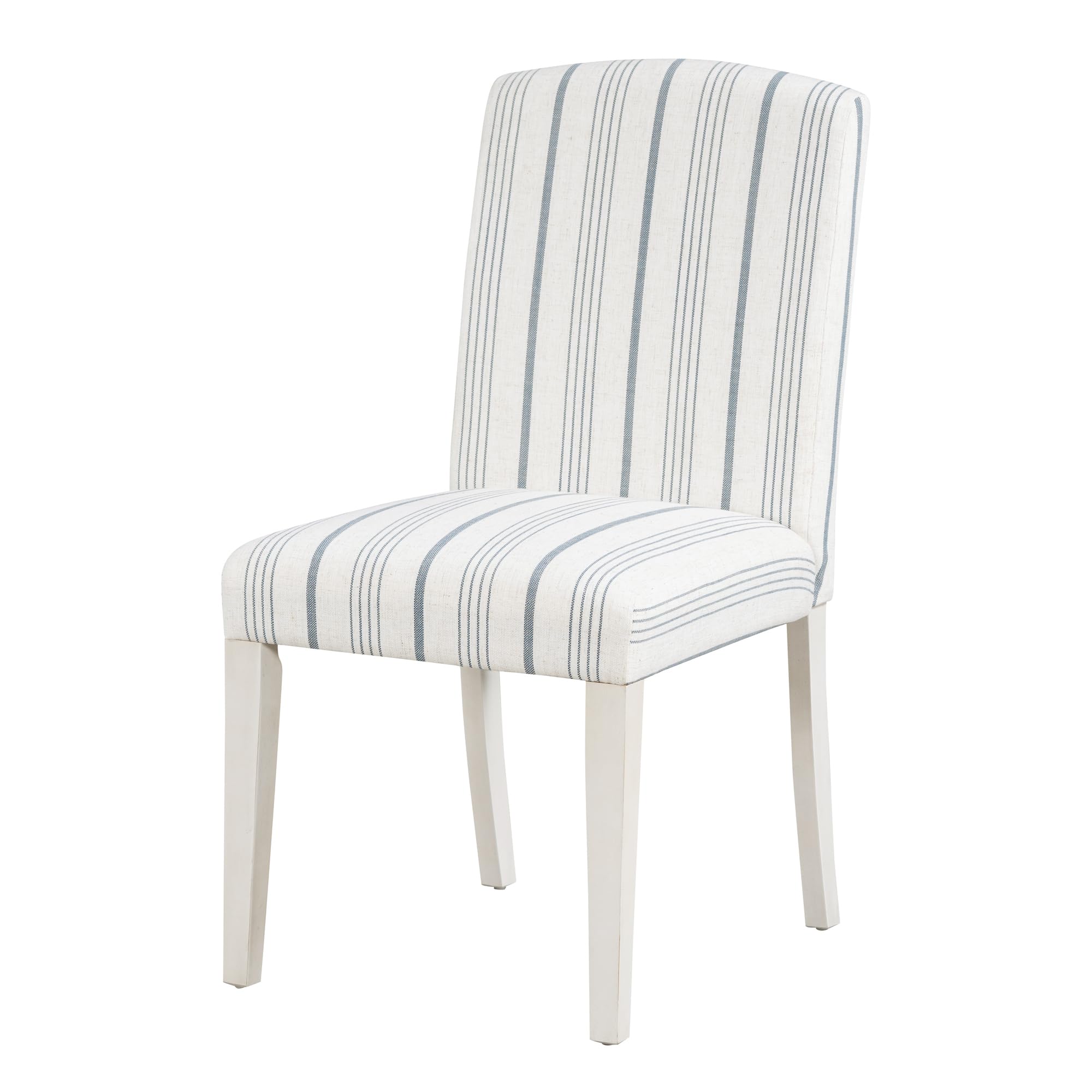 FIQHOME 5 Pieces, Round Solid Wood Legs and 4 Striped Fabric Upholstered Chairs, Set for 4, Dining Table for Small Spaces, Apartment,White