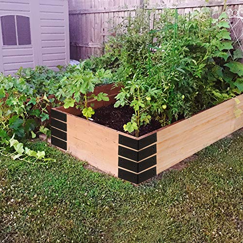 16 Pcs Garden Bed Corner Bracket- Black Pre-drilled Metal Garden Bed Corner Braces with M4 × 20MM Screws Planter Box Right Angle Brackets for Connecting Garden Bed