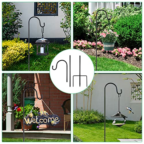 2 PCS Shepherds Hook Outdoor 23 to 35 inch Garden Shepherds Hook Metal Garden Stake with Hooks Lantern Stick Shepherds Hooks for Solar Lights Lanterns Bird Cages Weddings Plant Baskets