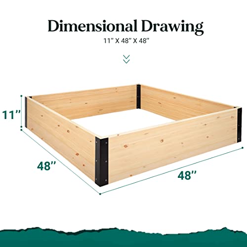 Quictent 4x4 Raised Garden Bed Kit β Elevated Ground Planter for Growing Fruit/Vegetables/Herbs β (48 x 48 x 11) inches β Natural Rot-Resistant Wood w/Corner Brackets Outdoors