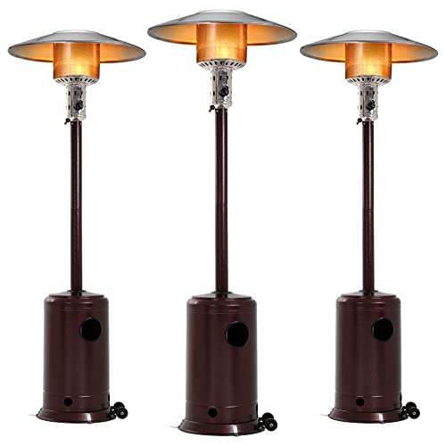 PIONOUS Powerful 41,000 BTU Patio Heater Tall Standing Hammered Finish Garden Outdoor Heater Propane Standing - 3 Set, Bronze