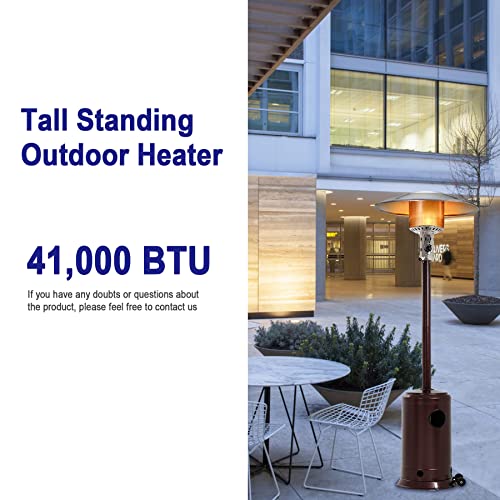 PIONOUS Powerful 41,000 BTU Patio Heater Tall Standing Hammered Finish Garden Outdoor Heater Propane Standing - 3 Set, Bronze